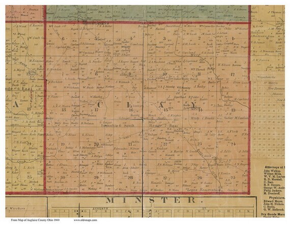 Clay 1860 Old Town Map With Homeowner Names Ohio Reprint | Etsy
