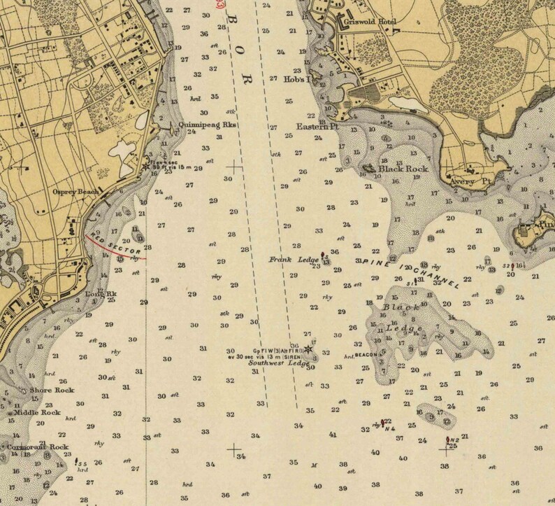 New London Harbor and Approaches - Thames River, Connecticut 1924 ...