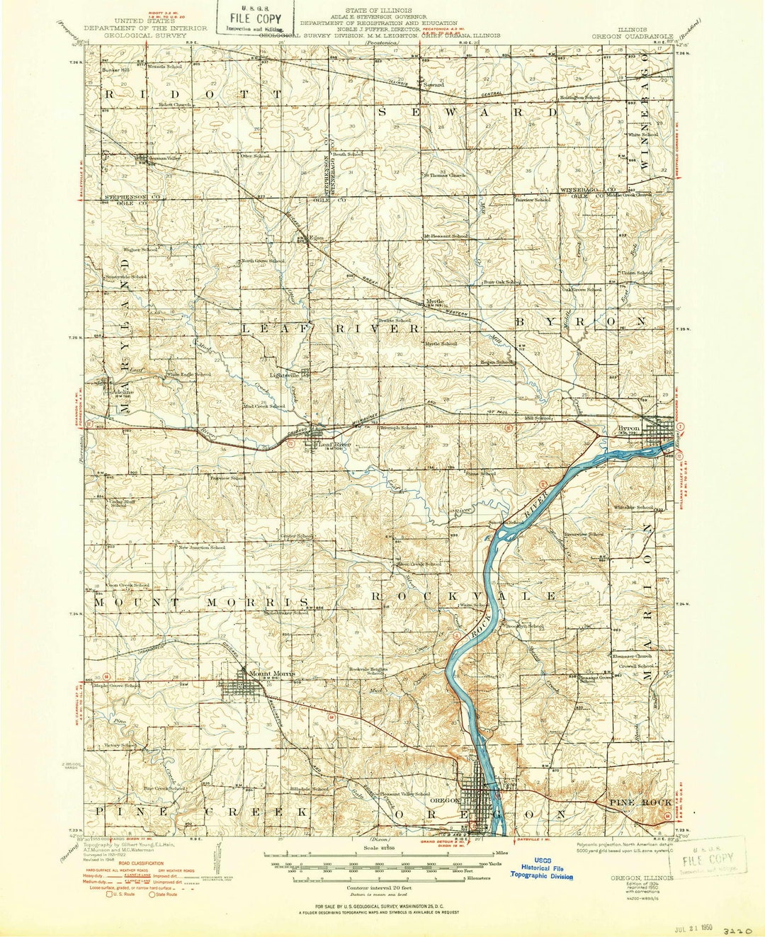 Oregon 1924 1950 Old Topo Map Mount Morris Byron Leaf River Quad ...