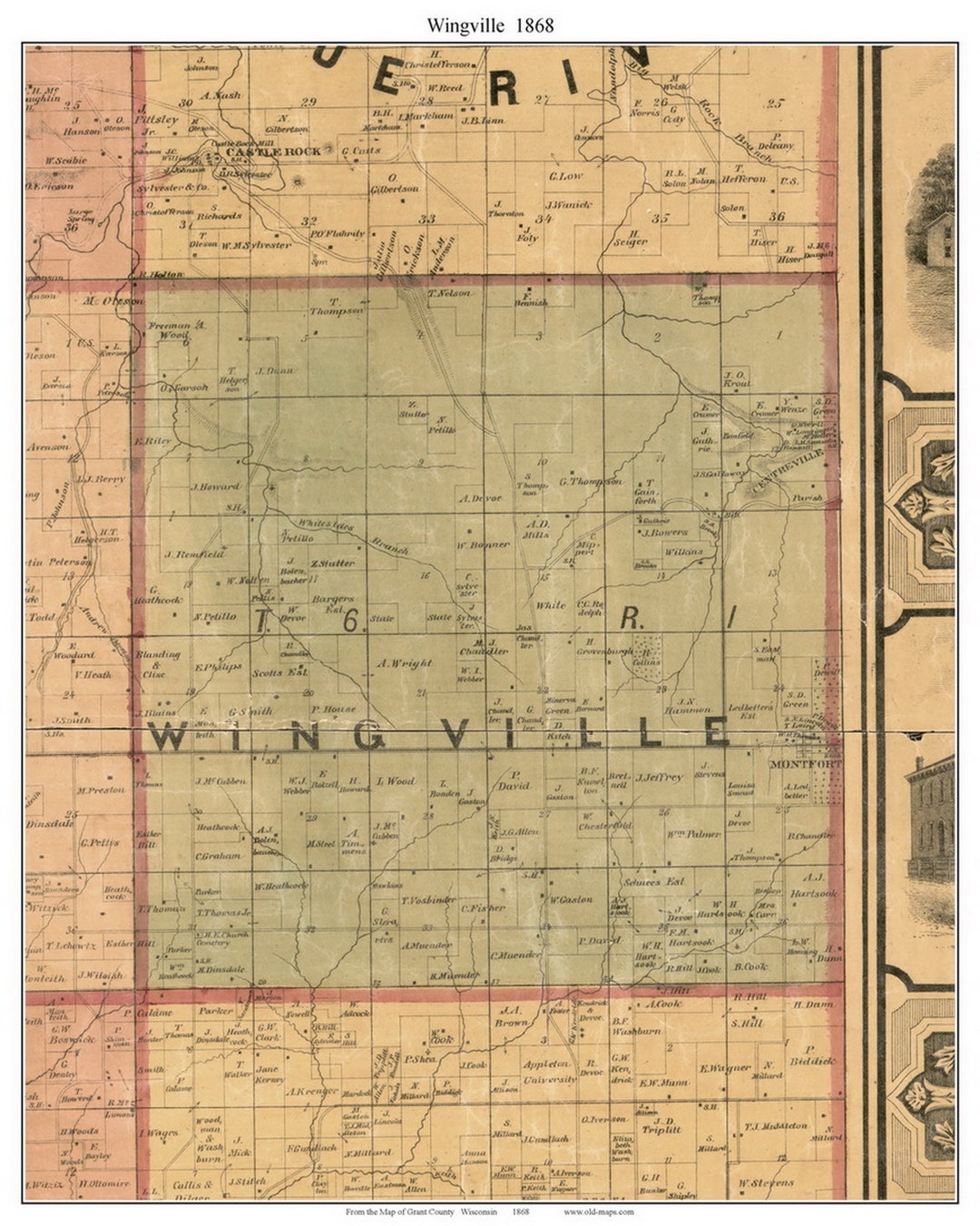 Wingville 1868 - Old Town Map With Homeowner Names - Centreville ...