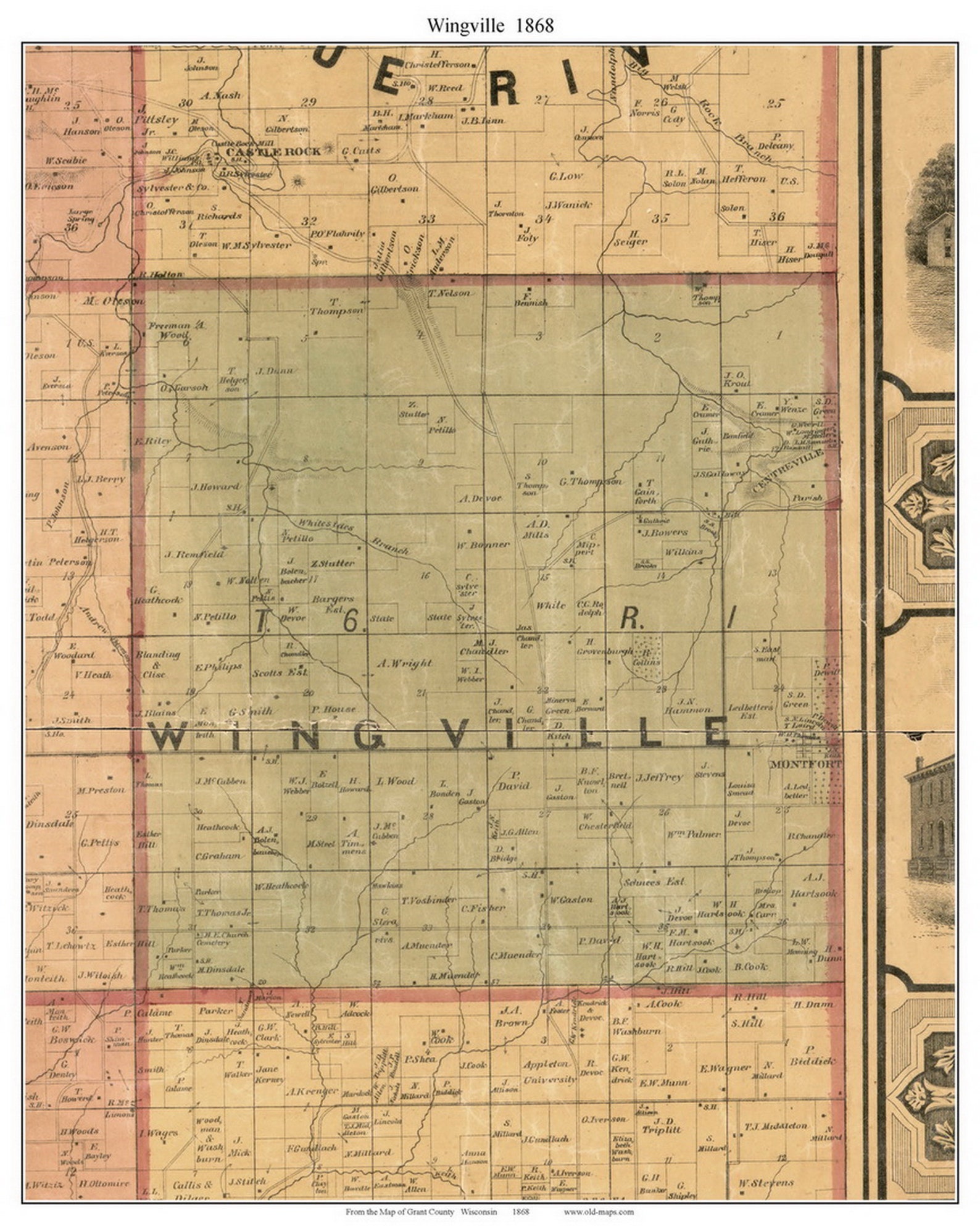 Wingville 1868 - Old Town Map With Homeowner Names - Centreville ...