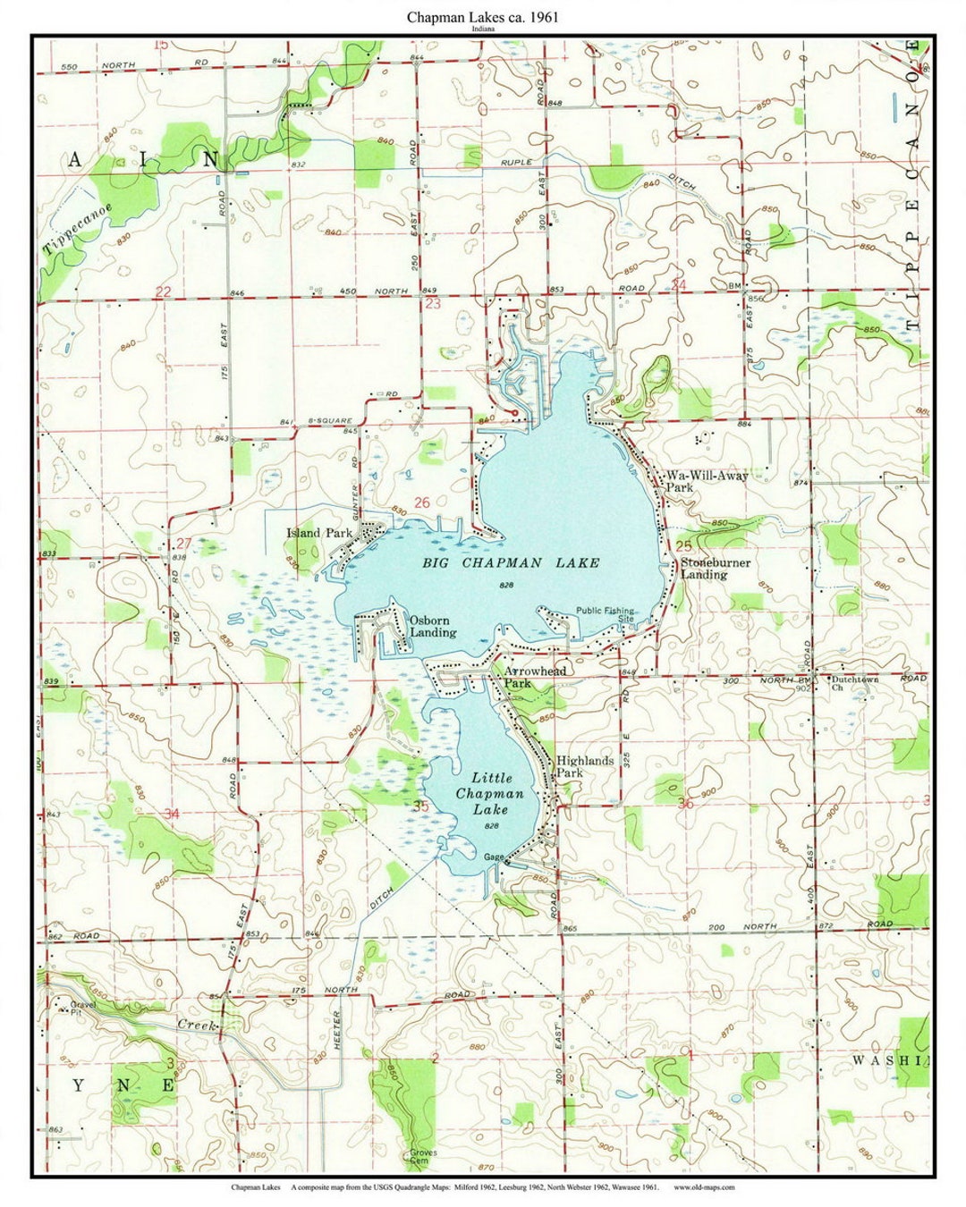 Chapman Lakes 1961 Old Topographic Map USGS - Island Park - Highlands ...
