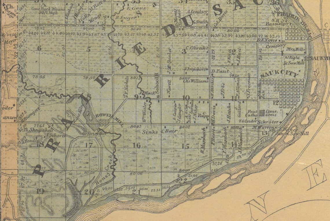 Sauk County Wisconsin 1859 Old Wall Map Reprint With - Etsy