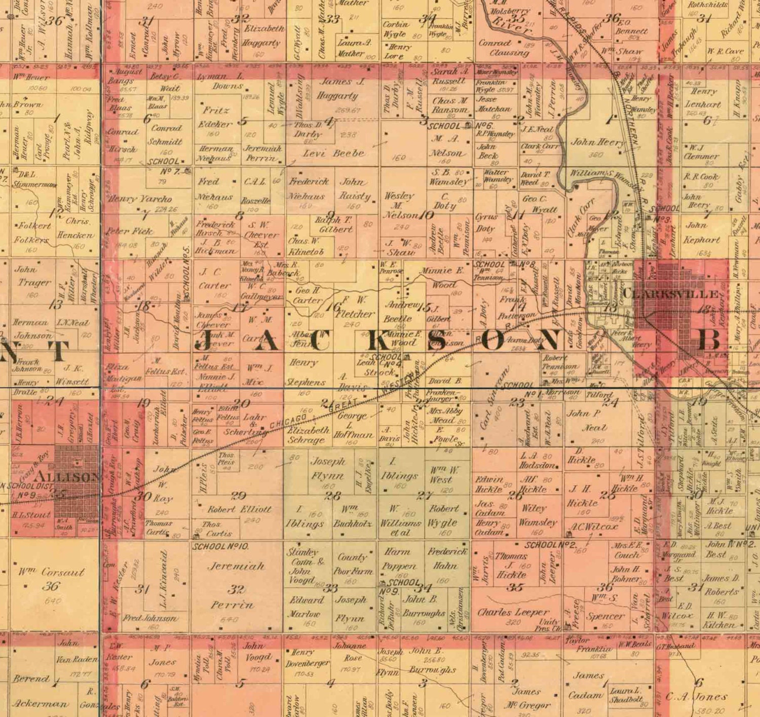 Butler County Iowa 1897 Old Wall Map With Landowner Names Farm | Etsy