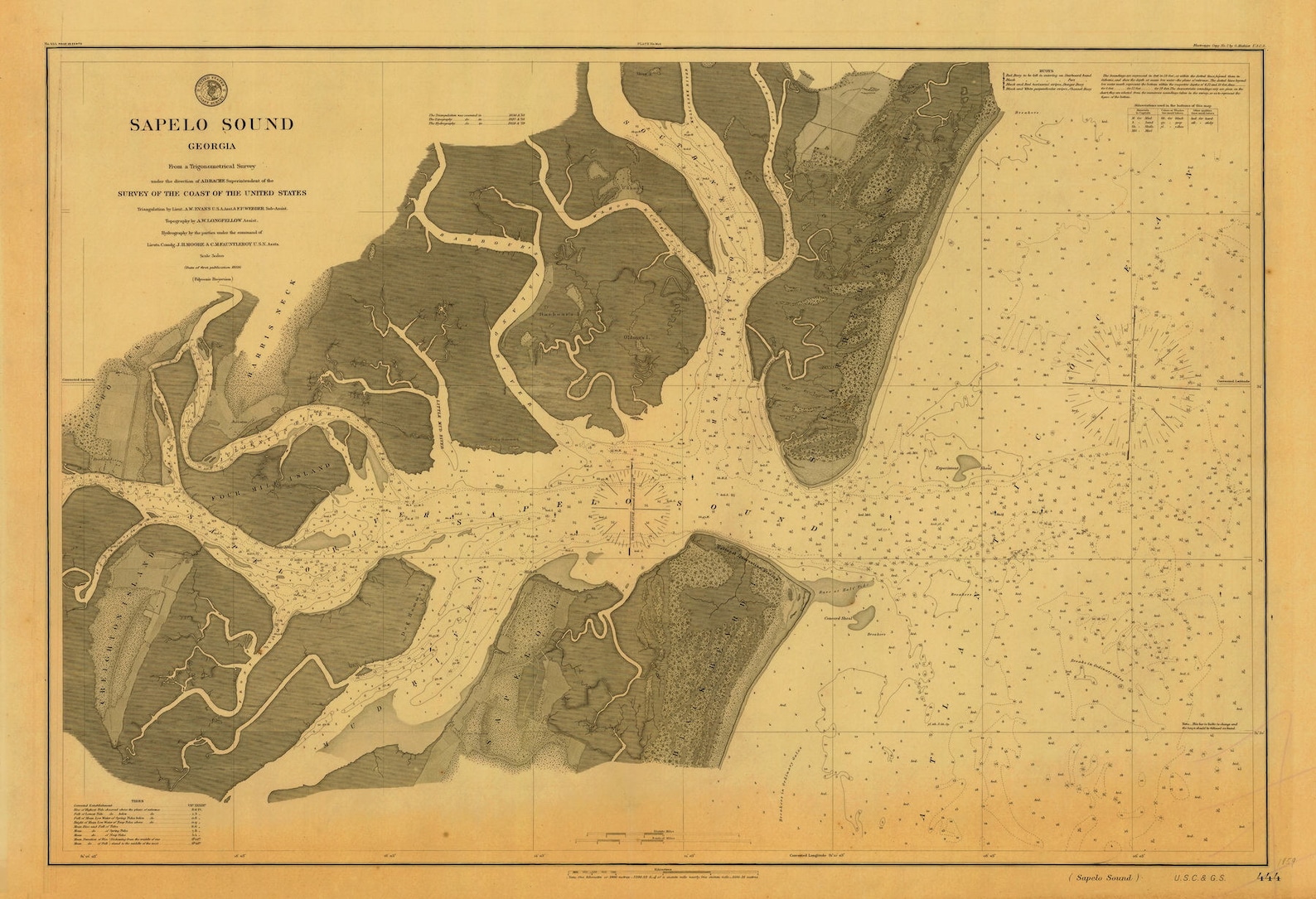 Sapelo Sound 1859 - Map Old Nautical Chart - Georgia - Reprint - AC ...