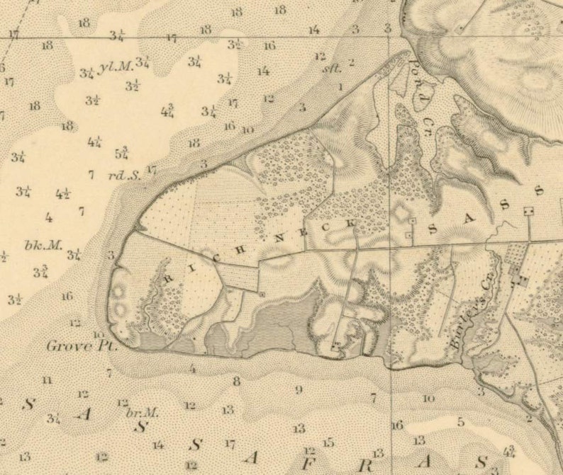 Head of the Bay to Magothy River 1877 Nautical Map 6 | Etsy