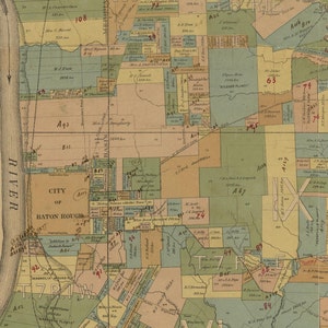 East Baton Rouge Parish Louisiana 1895 - Old County Wall Map With ...