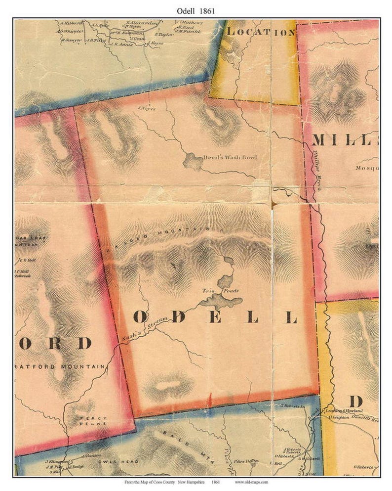 Odell 1861 Old Town Map With Homeowner Names New Hampshire - Reprint ...
