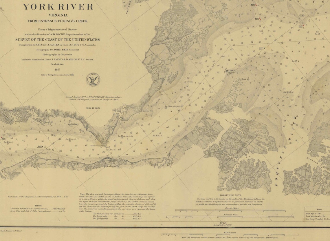 York River From Entrance to Kings Creek - 1884 Nautical Map ...