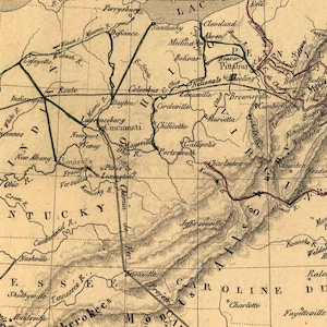 The United States of America 1836 Railroads Map - USA Map RR Reprint ...