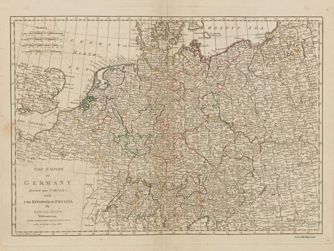 Germany 1788 Old Map - Europe - Etsy