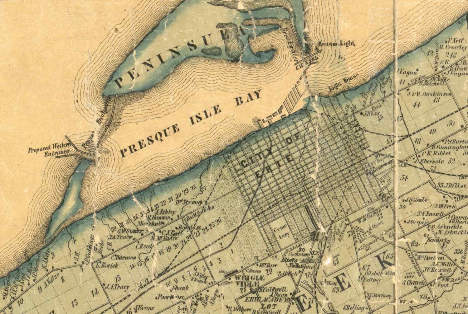 Erie County Pennsylvania 1855 - Old Wall Map With Homeowner Names ...