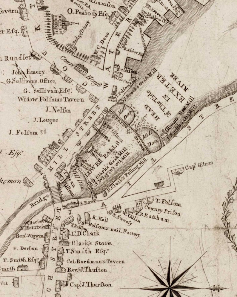 Exeter Village 1802 Old Map New Hampshire Reprint Homeowner - Etsy