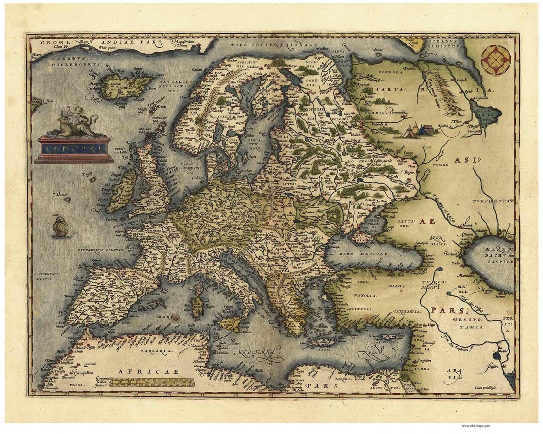 Europe Antique Map - 1570 Map by Ortelius- Reprint - Etsy