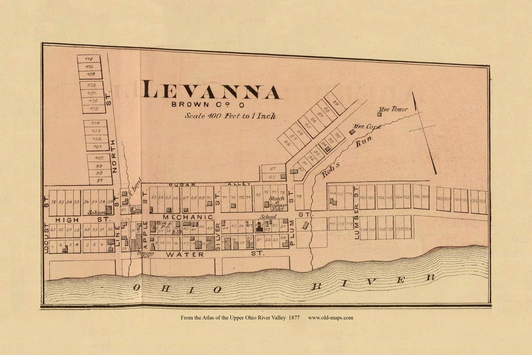 Levanna 1877 Old Town Map Brown County Ohio Valley Atlas Regional 206 ...