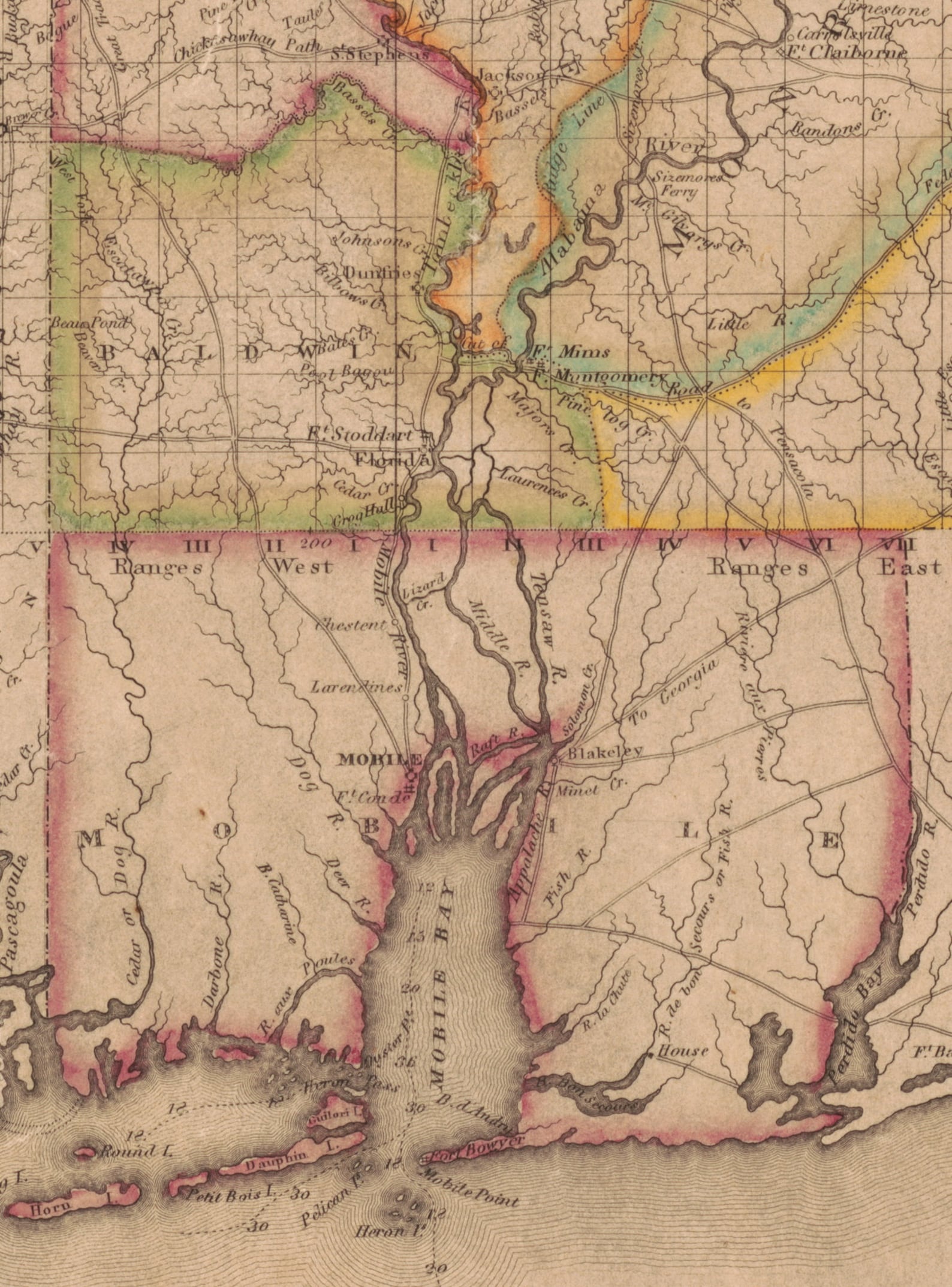 Alabama 1819 Old State Map detailed early map War of 1812 | Etsy