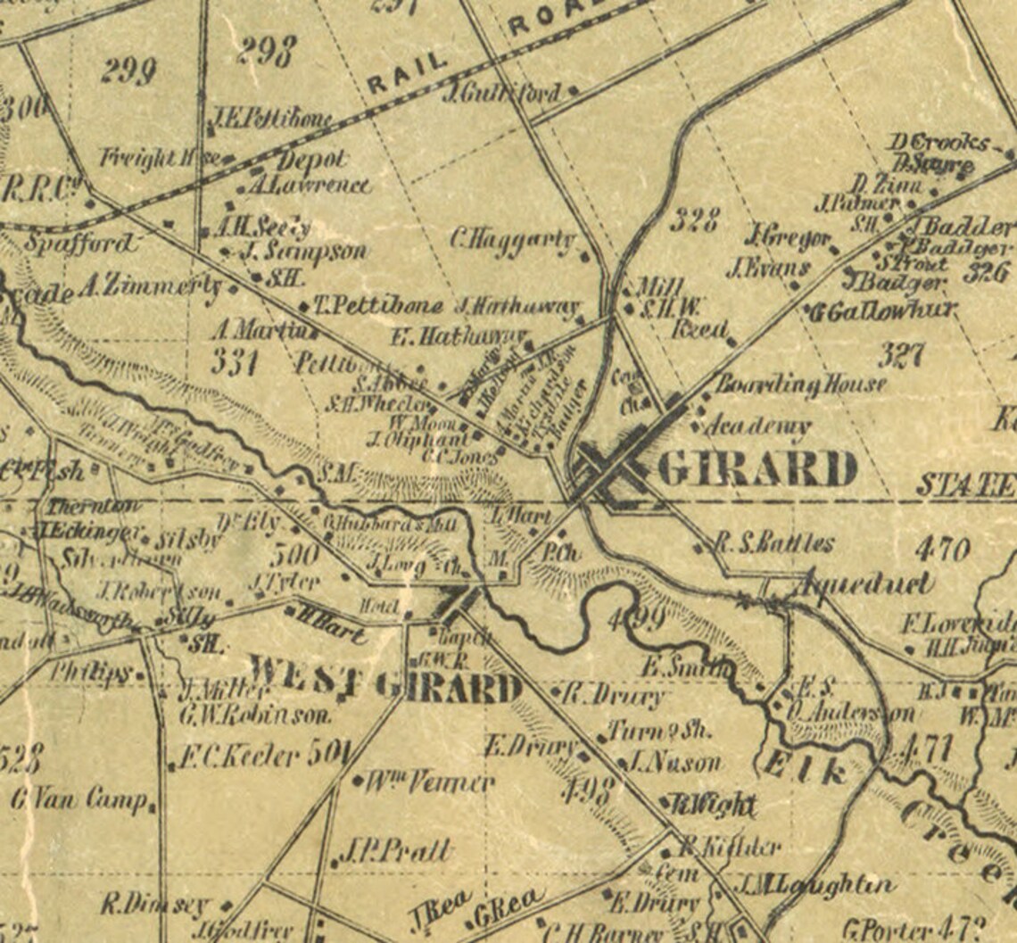 Erie County Pennsylvania 1855 Old Wall Map With Homeowner - Etsy
