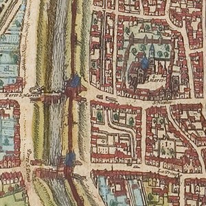 Old Map of Paris 1572 France -- Shows Old City Wall With a Moat and ...