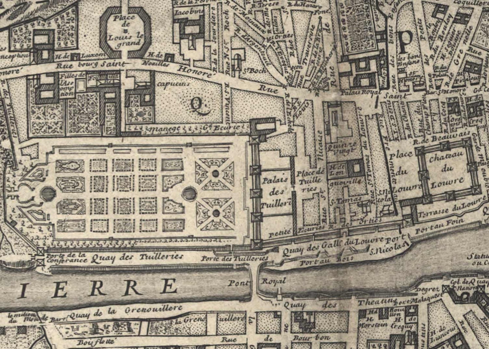 Old Map of Paris 1705 France Center City Property | Etsy