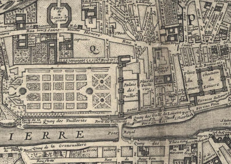 Old Map of Paris 1705 France Center City Property | Etsy