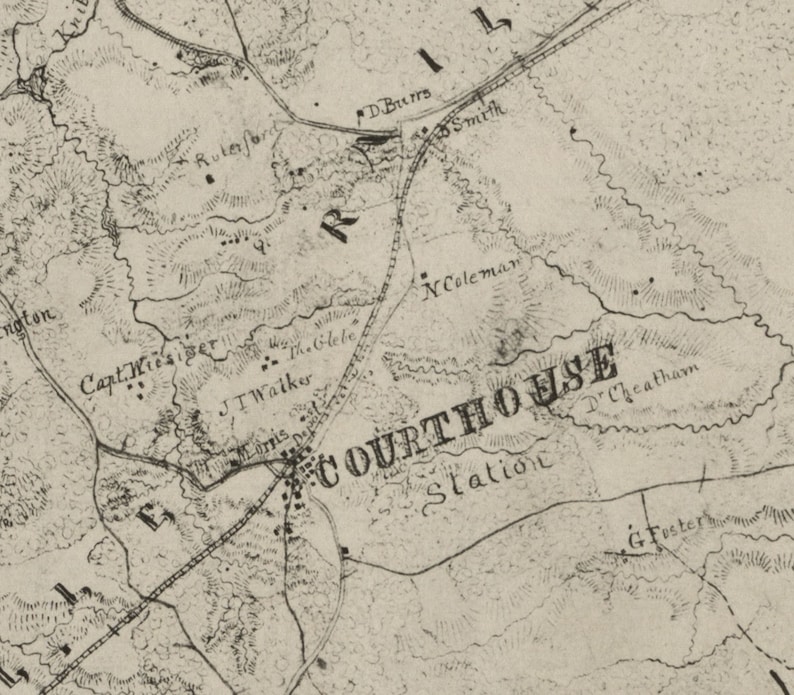 Amelia County Virginia 1860x Old Wall Map With Homeowner - Etsy