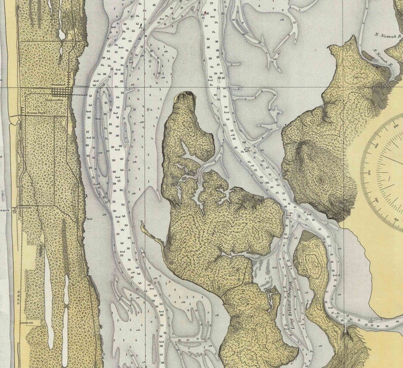 Willapa Bay 1928 Nautical Map Oregon-washington PC Harbors - Etsy