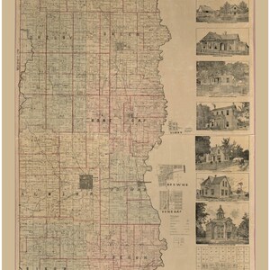 Edwards County Illinois 1891 - Old Wall Map Reprint With Homeowner ...