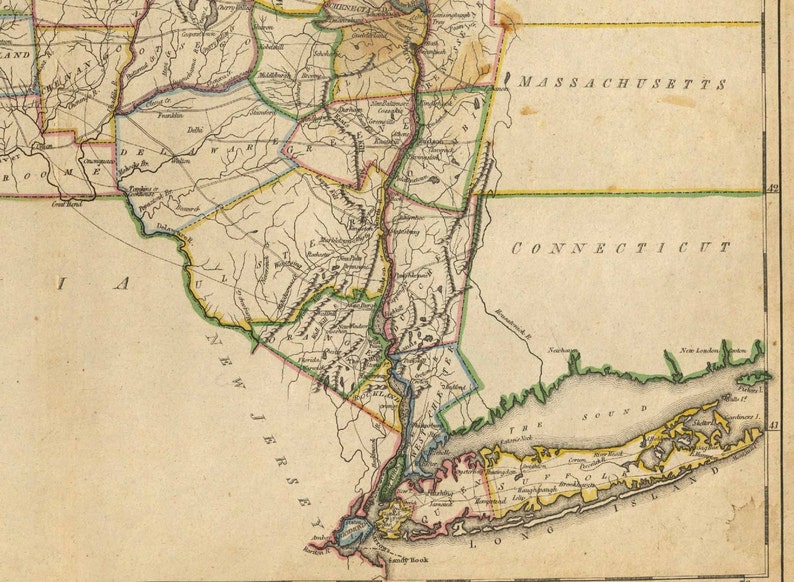 New York State 1814 Map Carey Reprint | Etsy