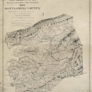 Montgomery County Virginia 1864 - Old Wall Map With Homeowner Names ...