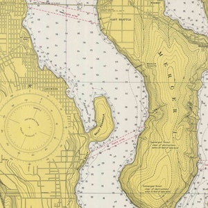 Seattle Harbor and Lake Washington 1948 Nautical Map, Washington ...