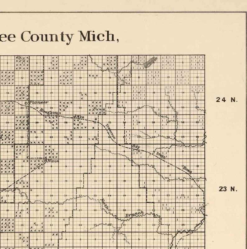 Missaukee County Michigan 1898 Wall Map Reprint With | Etsy