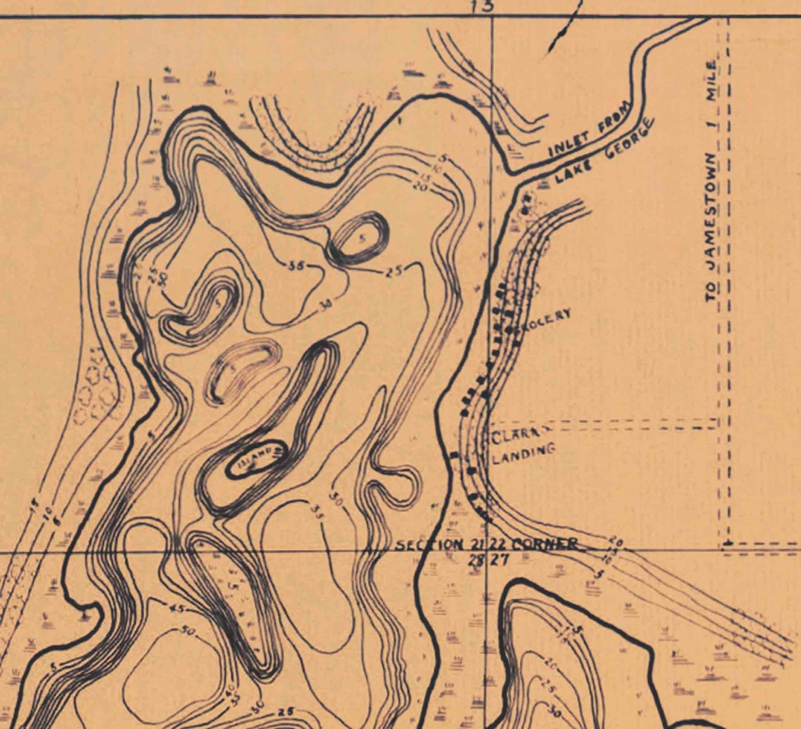 Lake James Indiana 1923 Old Map Reprint Kemery Island Crusoe | Etsy