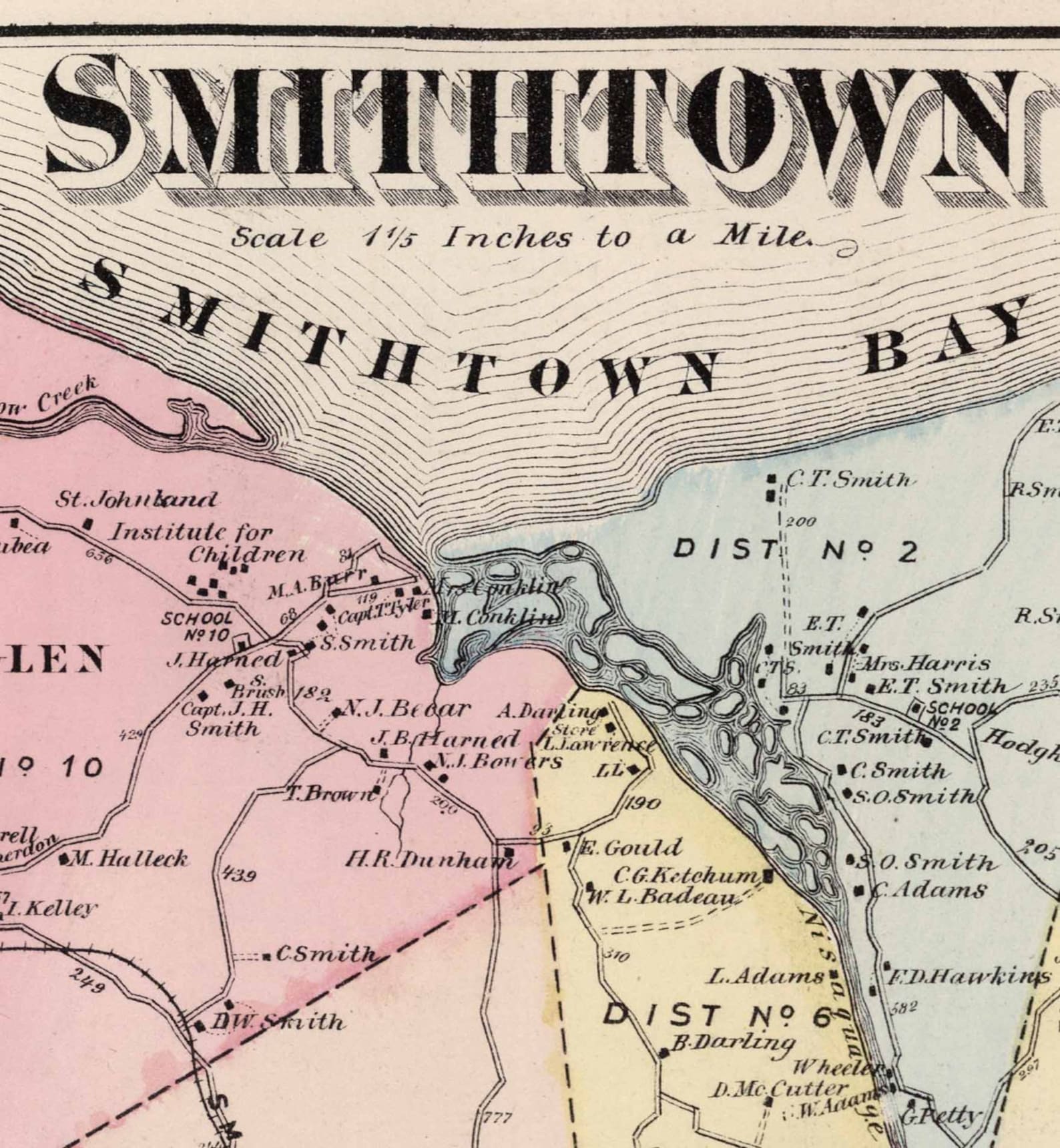 Smithtown Long Island 1873 Old Map Long Island New York With - Etsy