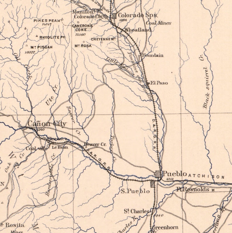 Colorado 1877 Drainage Old Map - F.V. Hayden Atlas - Etsy