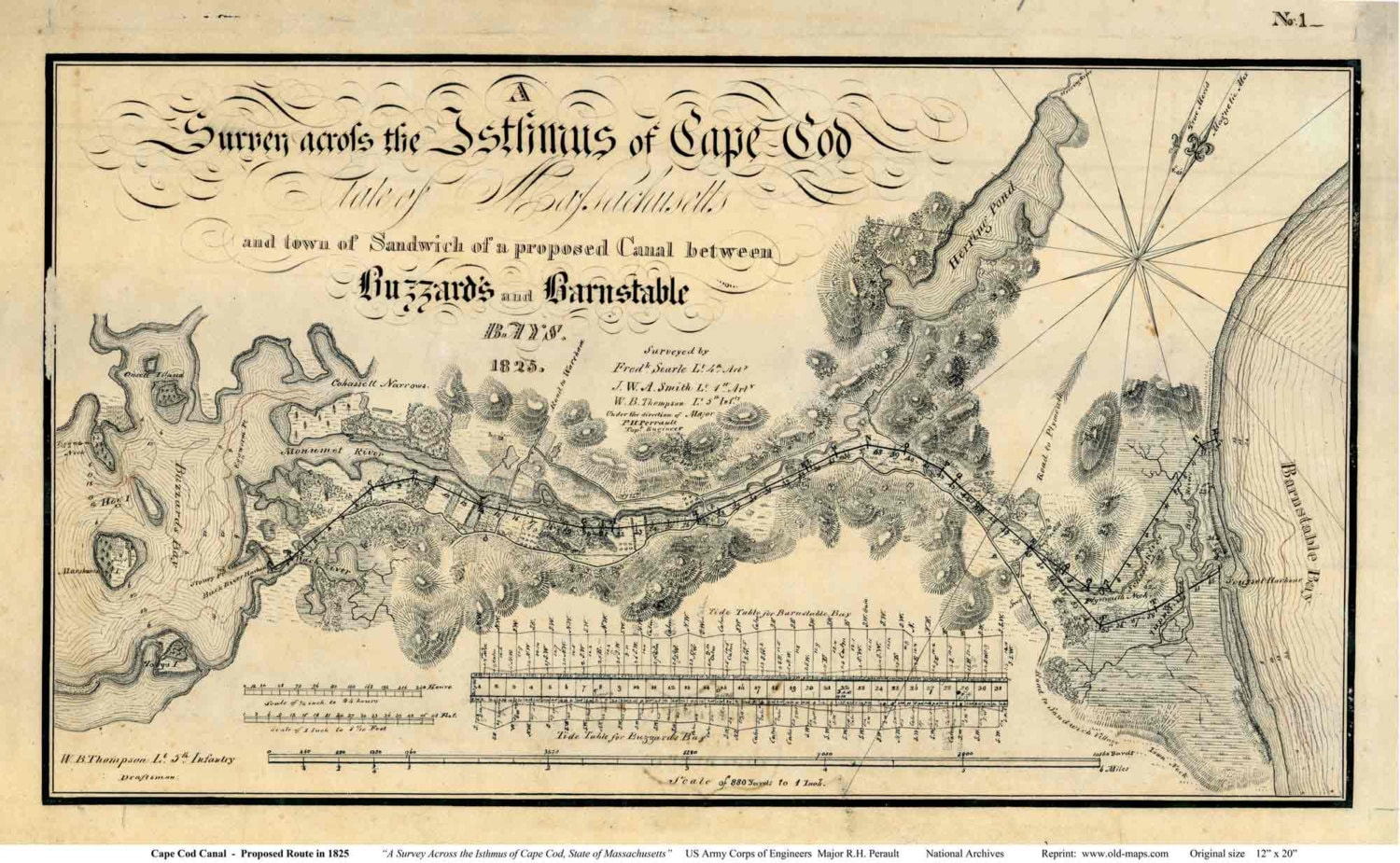 Cape Cod Canal 1825 Map U.S. Corps. of Engineers small | Etsy