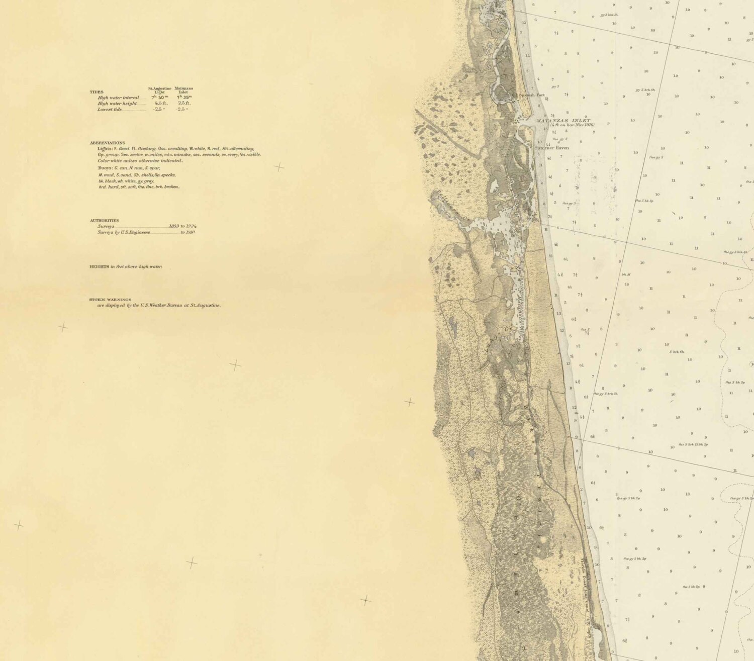 St Augustine Inlet to Halifax River 1925 Nautical Map | Etsy