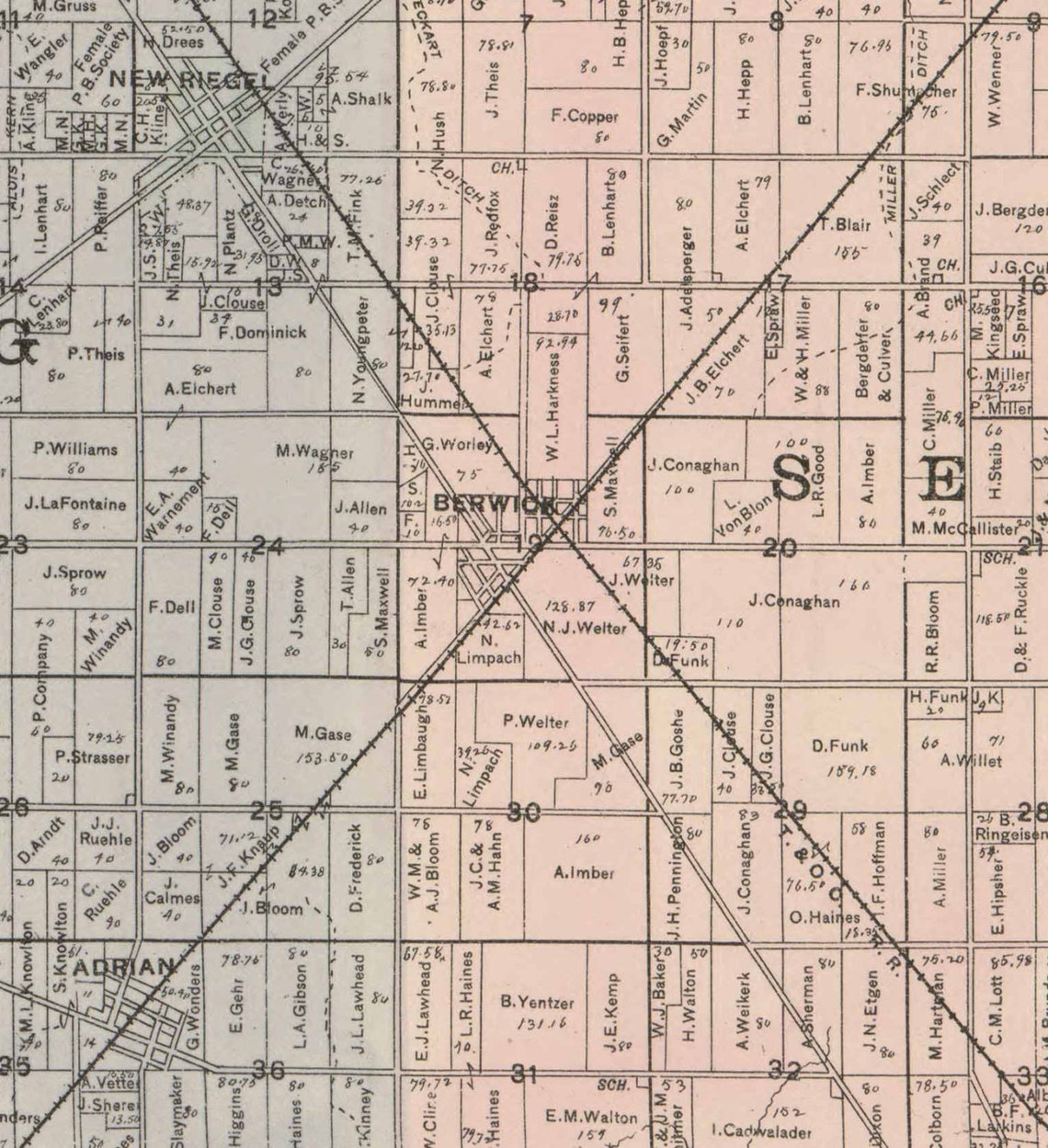 Seneca County Ohio 1896 Old Wall Map Reprint With Homeowner | Etsy