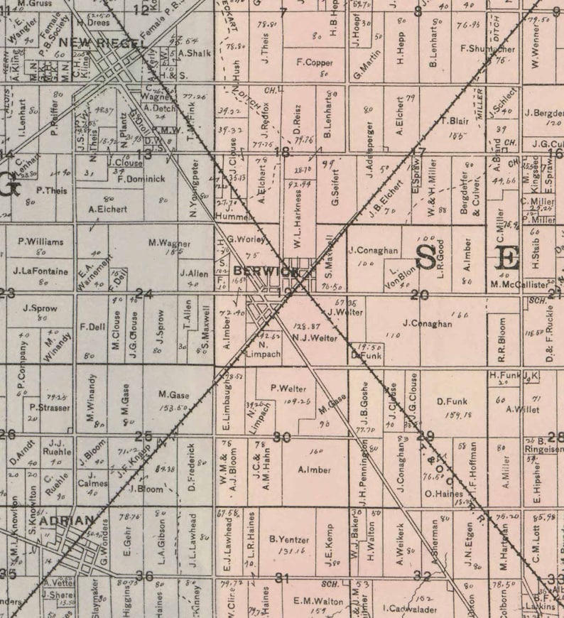 Seneca County Ohio 1896 Old Wall Map Reprint With Homeowner - Etsy