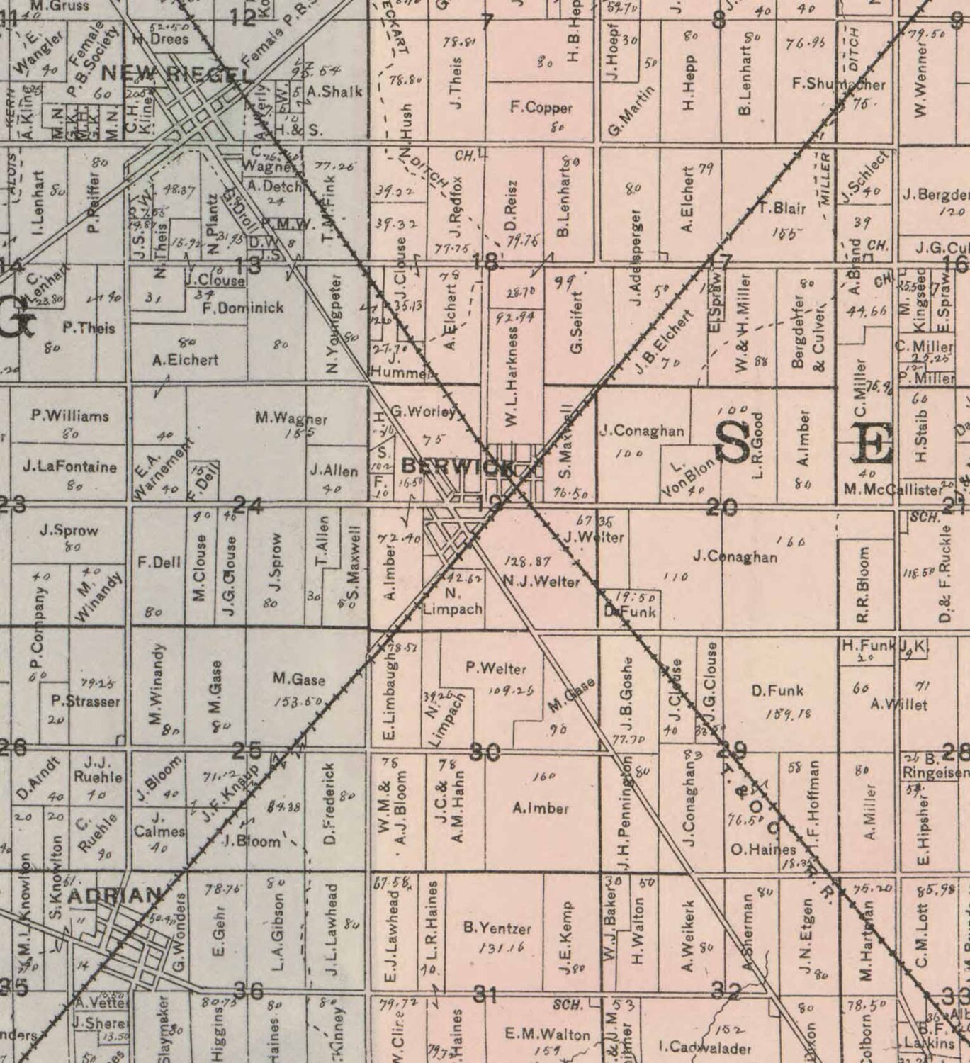 Seneca County Ohio 1896 Old Wall Map Reprint with Homeowner | Etsy