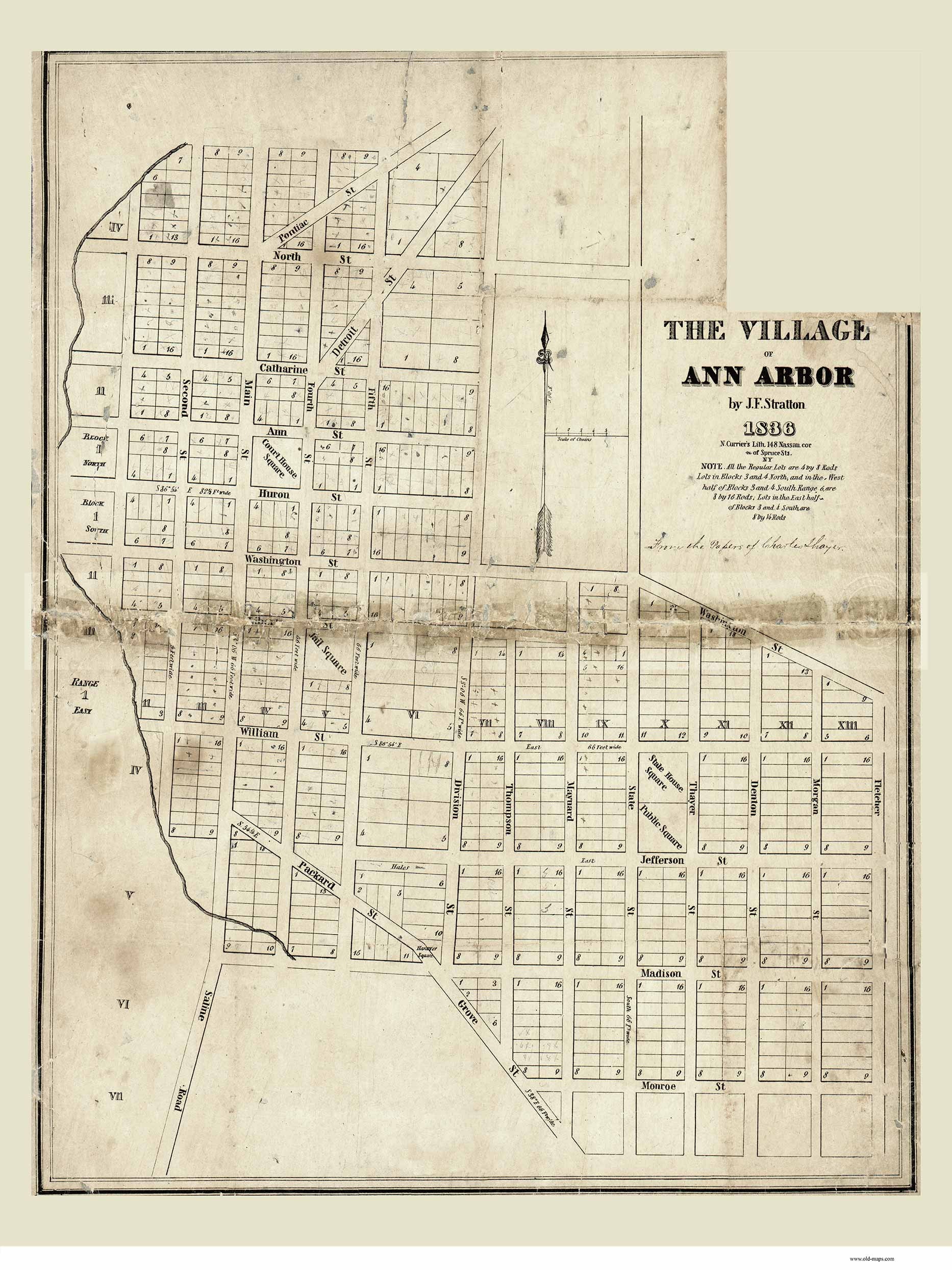 Ann Arbor 1836 - Old Town Map Reprint - Michigan Cities - Etsy.de