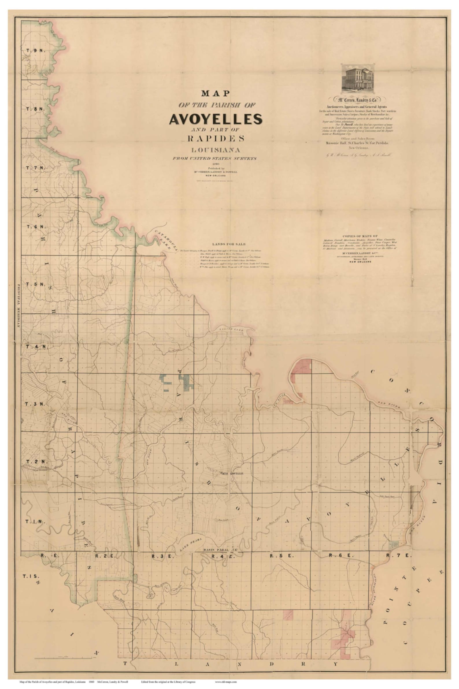 Avoyelles Parish Louisiana 1860 Old County Wall Map With - Etsy