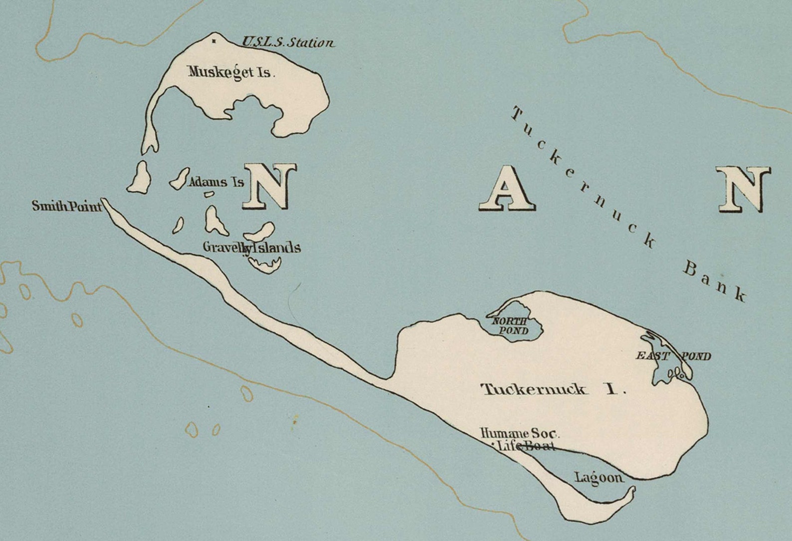 Nantucket 1891 Map by Walker Custom Reprint - Etsy