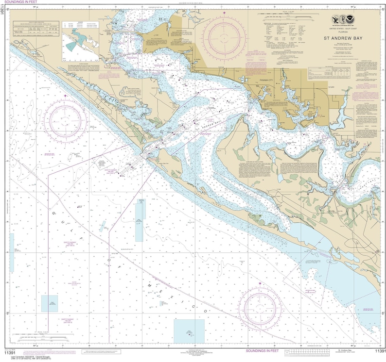 St Andrew Bay - 2015 Map Old Nautical Chart - Florida Harbors West 489 ...