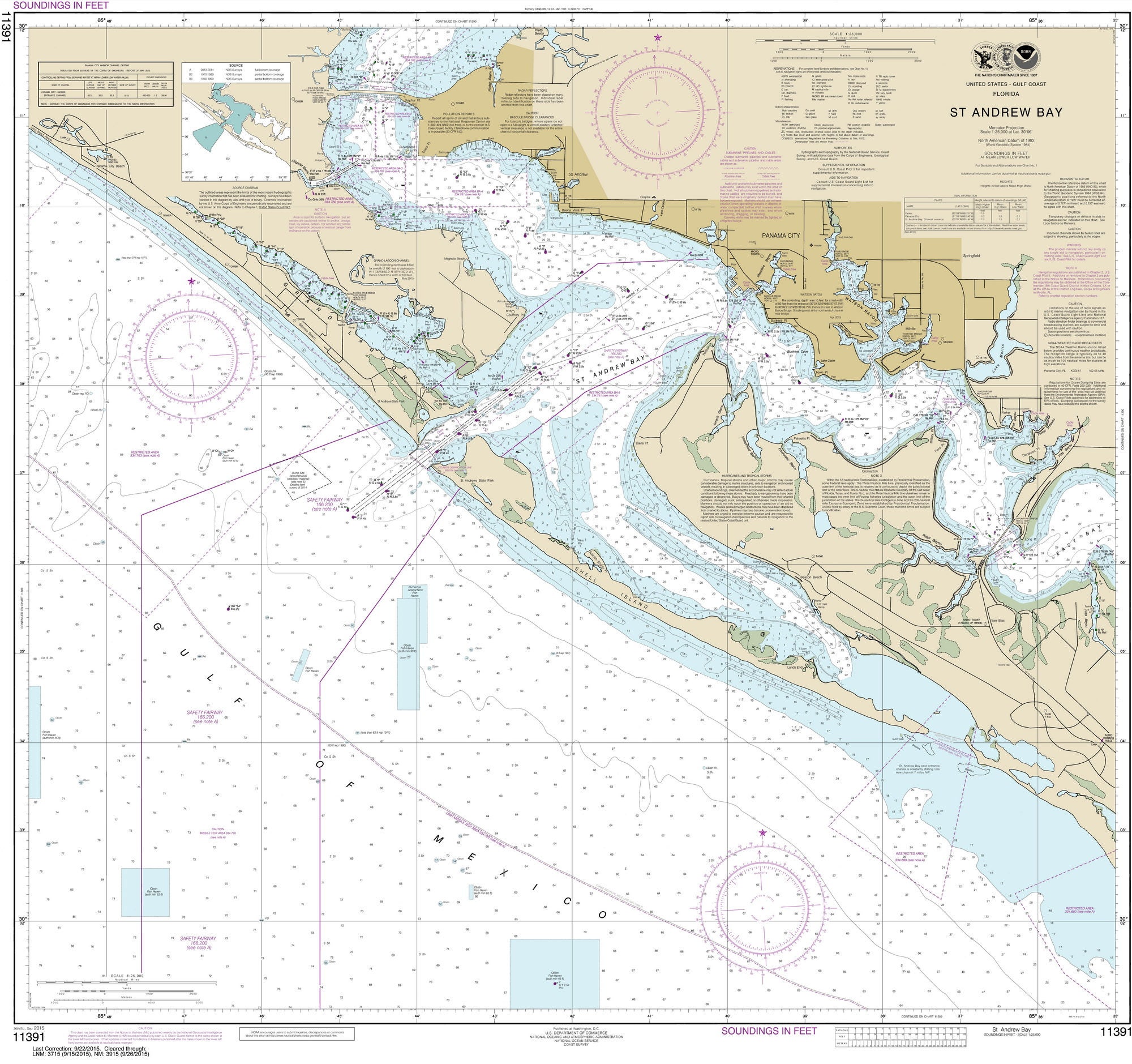 St Andrew Bay - 2015 Map Old Nautical Chart - Florida Harbors West 489 ...