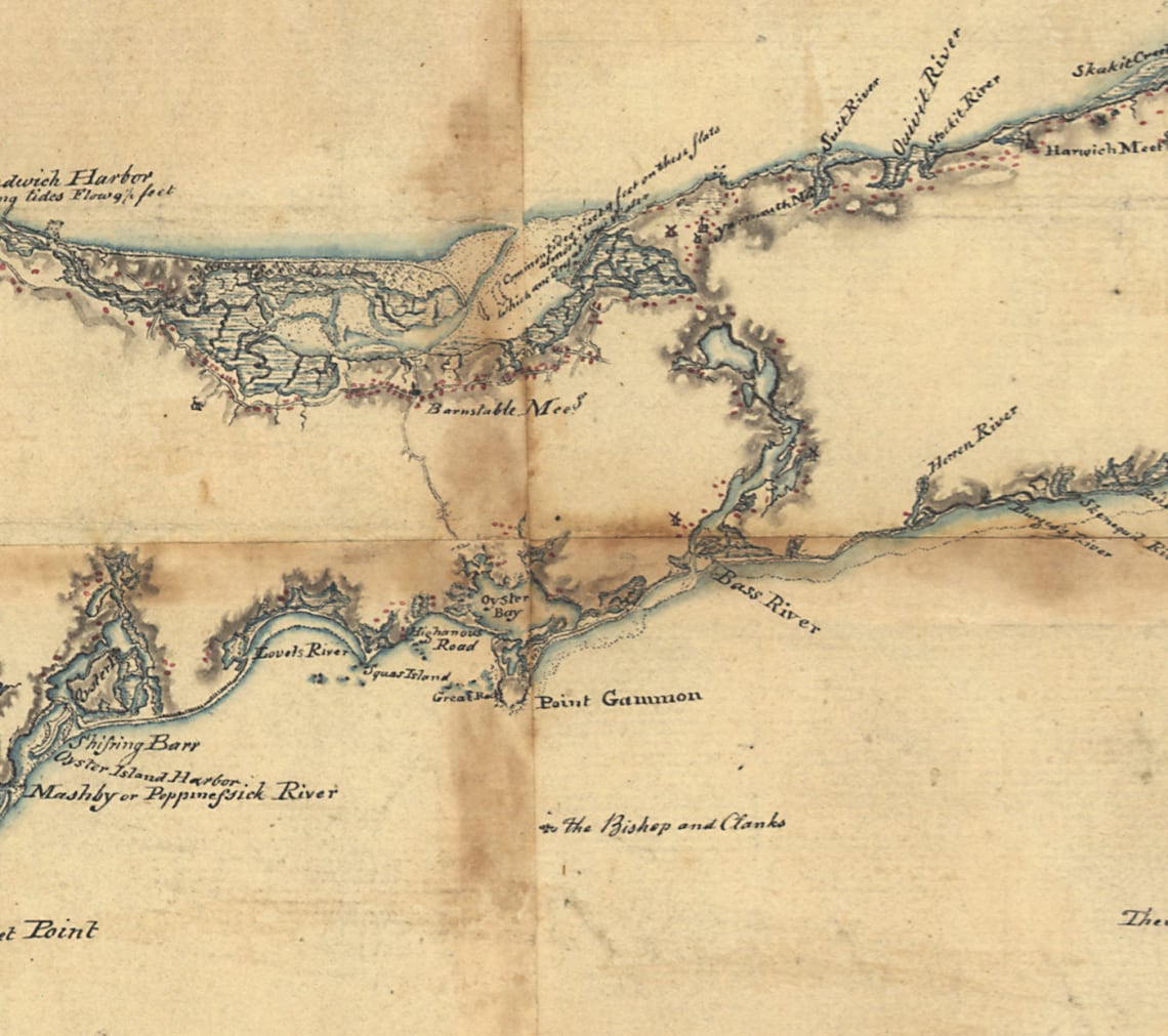 Cape Cod 1775 Map Blaskowitz Reprint Excerpted From a | Etsy