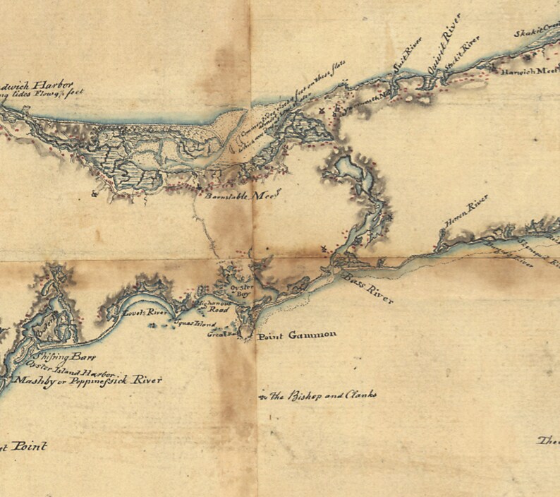 Cape Cod 1775 Map Blaskowitz Reprint Excerpted From a | Etsy