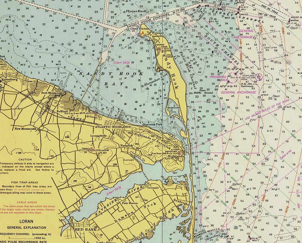 Approaches to New York City 1952 Nautical Map Reprint New | Etsy