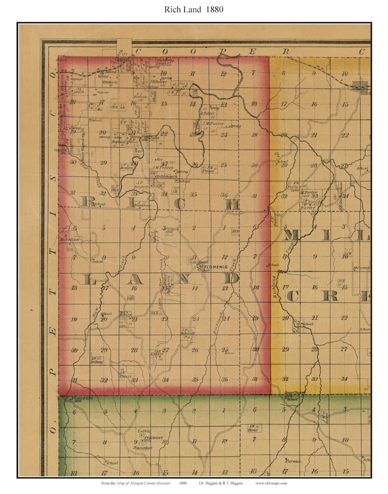 Richland 1880 Old Town Map With Homeowner Names Missouri - Etsy