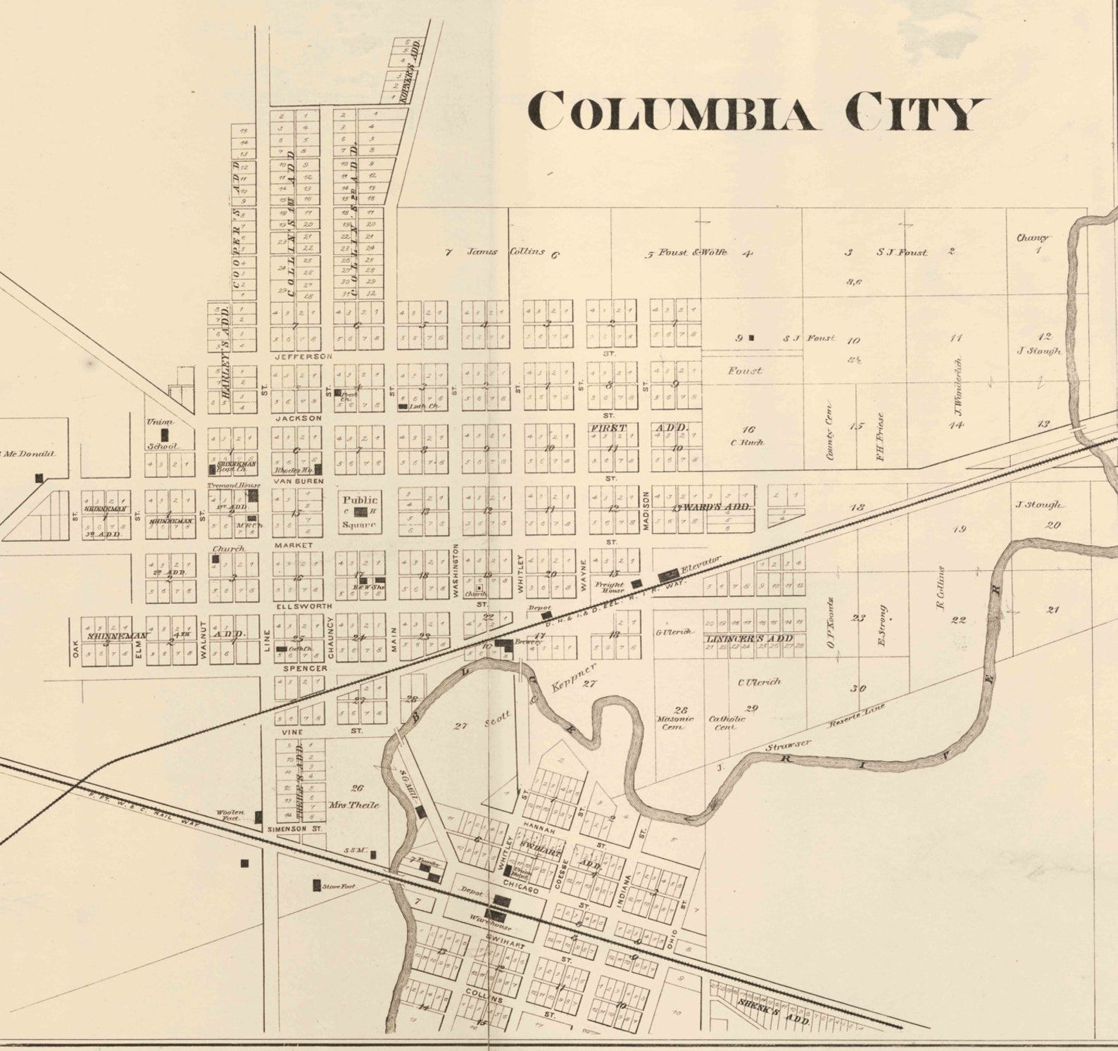 Whitley County Indiana 1873 Old Wall Map Reprint With - Etsy