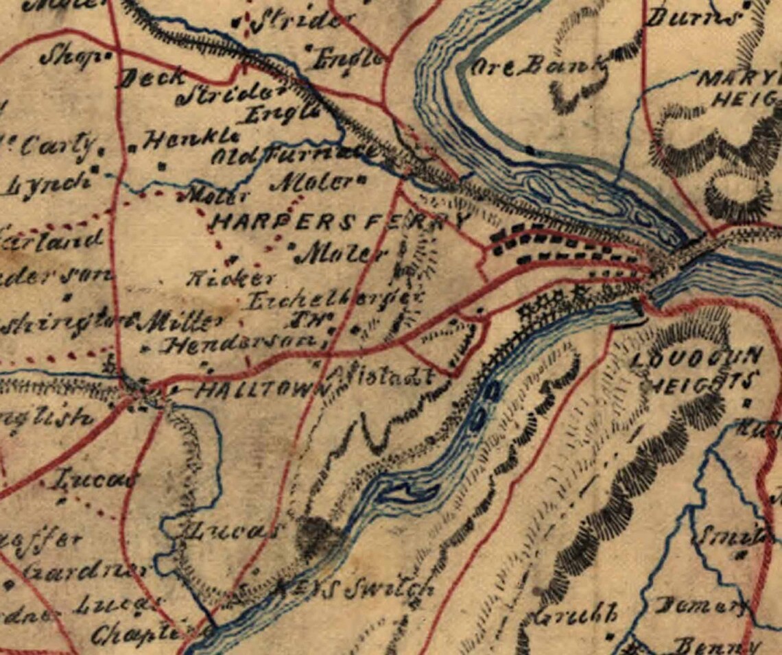 Loudoun County and More Virginia 1864 Old Wall Map With | Etsy